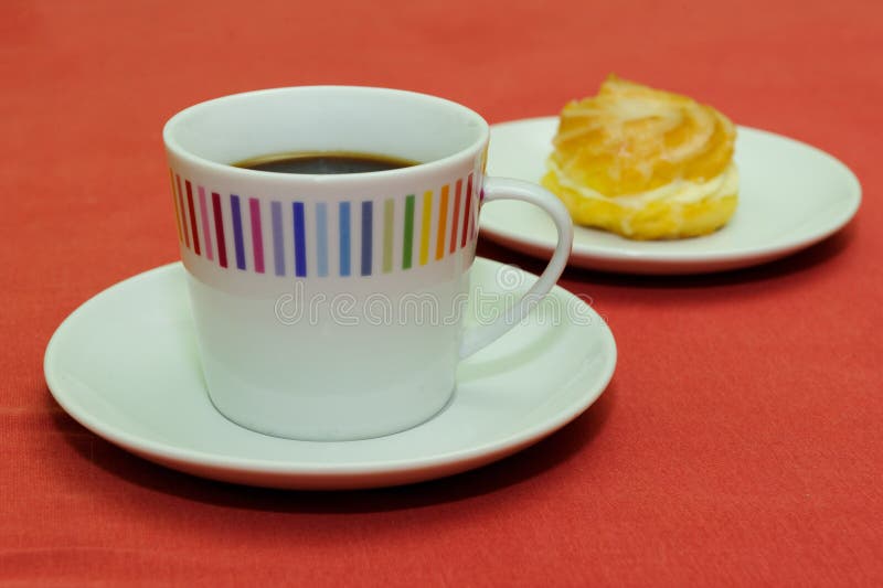 Cup of Coffee with Cream Puff Stock Photo - Image of appetizing ...