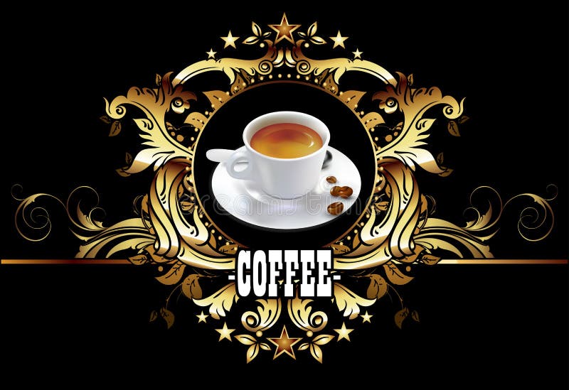 Cup of Coffee in Decorative Design Stock Vector - Illustration of plant ...