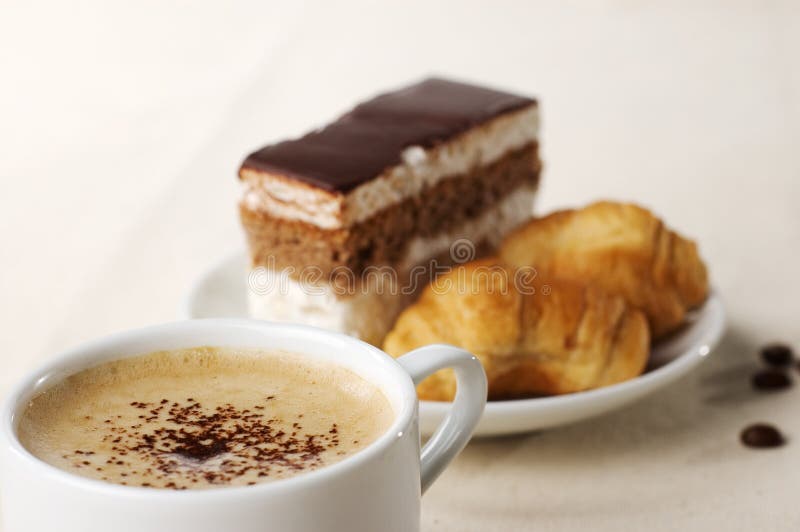 Cup of coffee with dessert stock photo. Image of coffee - 8829030