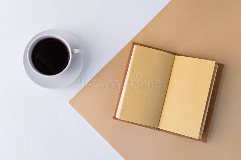 Cup of Coffee and Diary. Minimalism and Office Concept Stock Photo ...