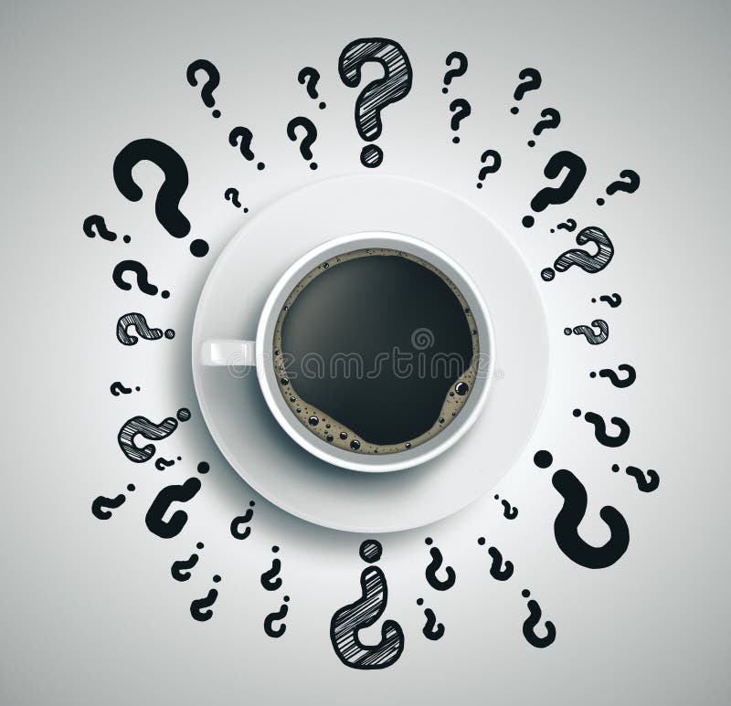 Cup of Coffee with Drawing Question Marks Stock Illustration ...