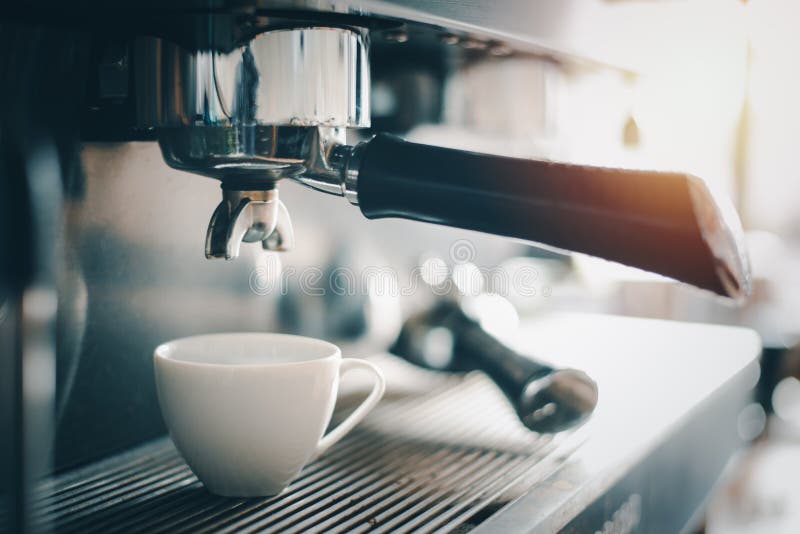 A Cup of Coffee is on the Espresso Machine,Coffee Maker Stock Photo ...