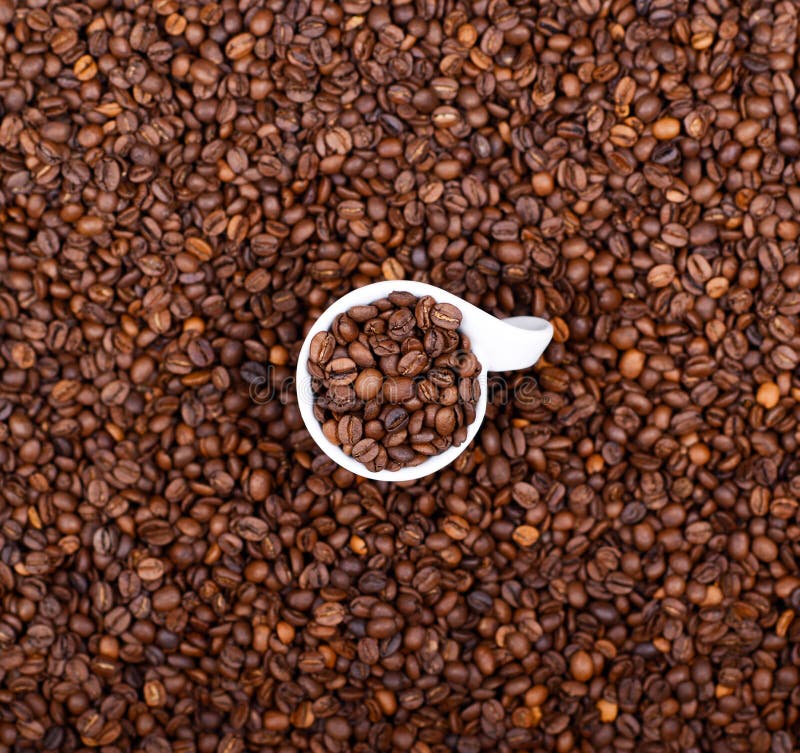 Cup of Coffee Filled with Coffee Beans Abstract View Stock Image ...
