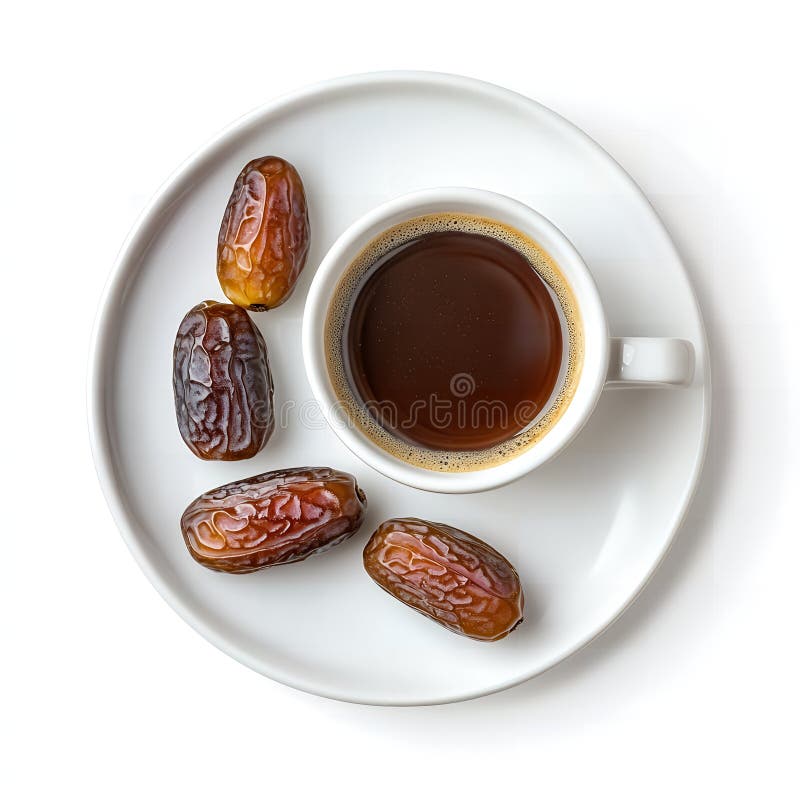 A Cup of Coffee and Four Dates on a White Saucer Perfect for Breakfast ...