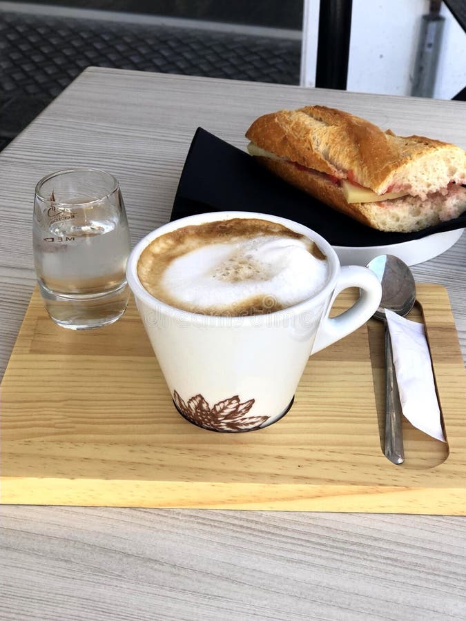 Cup of Coffee with Fragrant Sandwich Editorial Stock Image - Image of ...