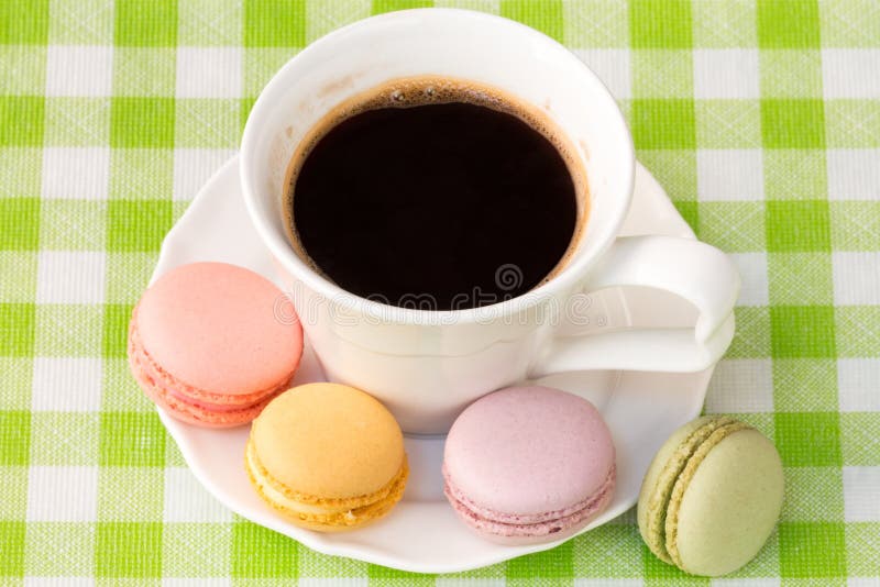 Cup of Coffee with French Macaroons Stock Photo - Image of pastry ...