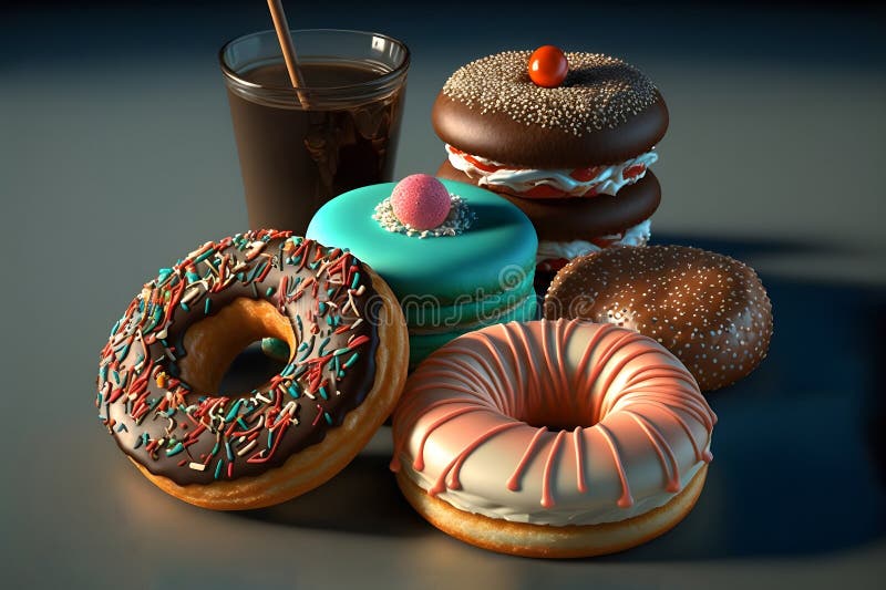 Cup of Coffee and Glazed Donut on Table, Neural Network Generated Art ...