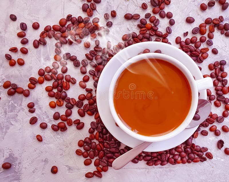 Cup of Coffee, Grain Latte on Concrete Background Stock Image - Image ...