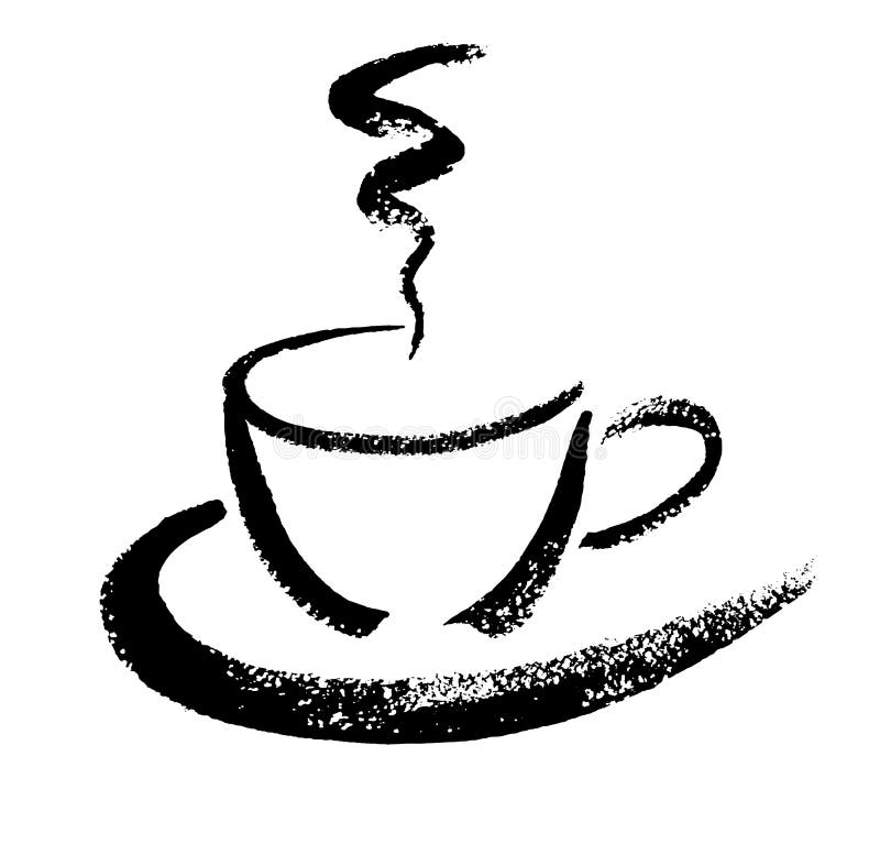 A Cup of Coffee. Hand Drawn Brush Sketch. Vector Illustration Stock ...