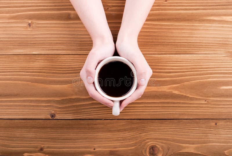 Cup of Coffee in Hand, Top View Stock Image - Image of aroma, holding ...