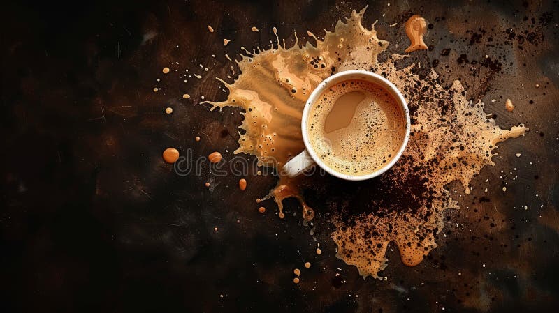 Coffee Spill on Dark Surface with Splatter Effects Stock Photo - Image ...