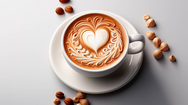 Cup of Coffee Heart Art on White Stock Photo - Image of espresso ...