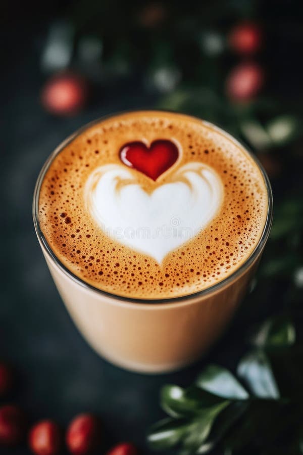 A Cup of Coffee with a Heart Design on the Side Stock Illustration ...