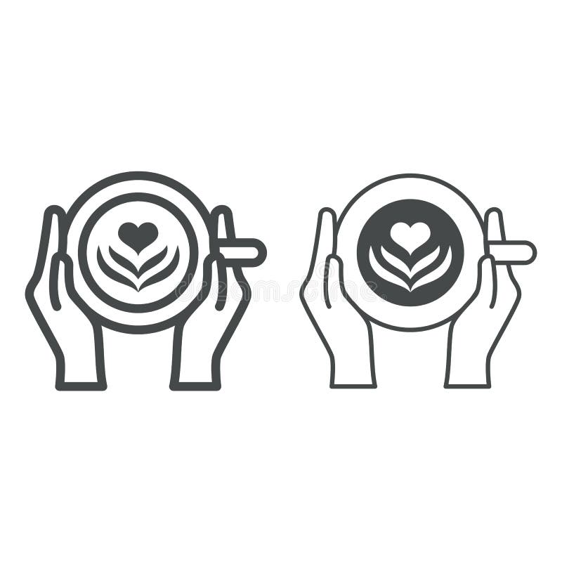 Cup of Coffee with Heart Drawing in Hands Line Icon, Catering Business ...
