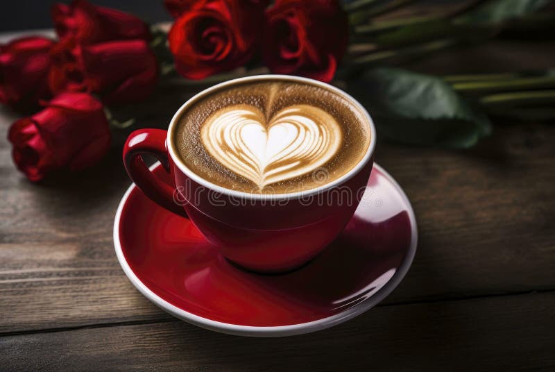 Cup of Coffee with Heart Cup of Coffee with Red Rose Cup of Coffee ...