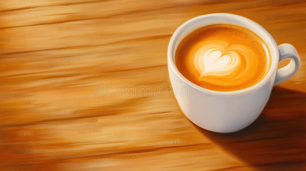 A Cup of Coffee with a Heart Shape on Top is Sitting in Front of the ...