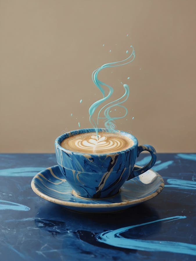 Cup of Coffee with Heart-shaped Latte Art. the Coffee is Sitting on a ...