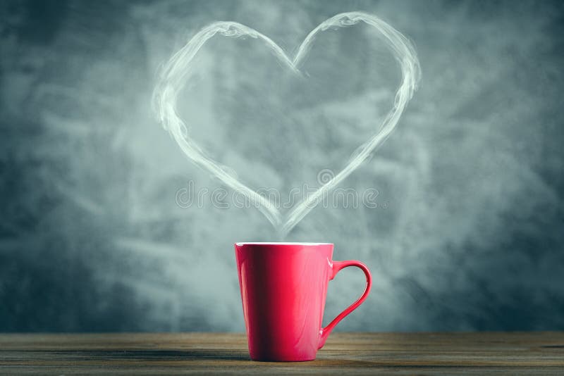 Cup of Coffee with a Heart Shaped Steam Stock Photo - Image of beverage ...