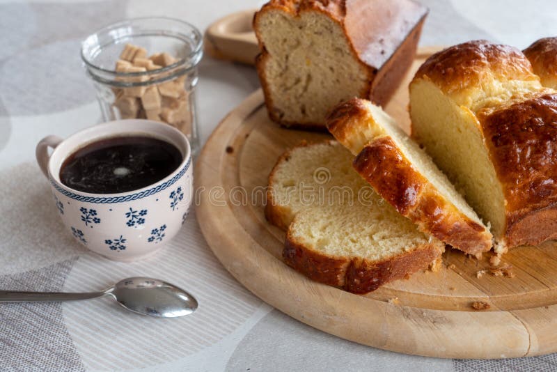 Cup of Coffee and Homemade Brioche Stock Photo - Image of nutrition ...