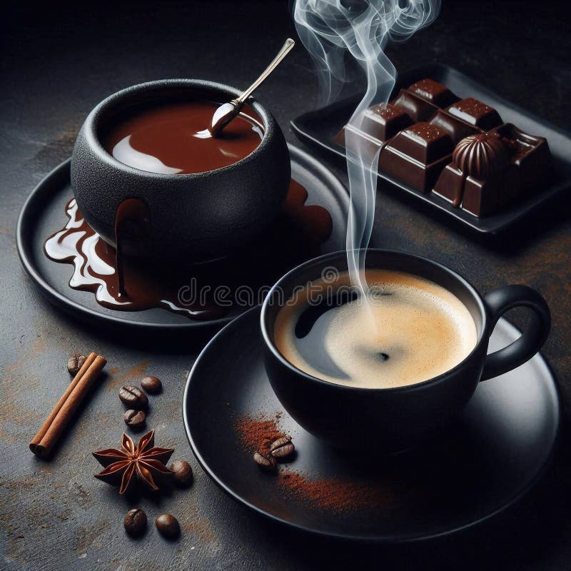 A Cup of Coffee with Hot Chocolate Stock Photo - Image of meal, latte ...
