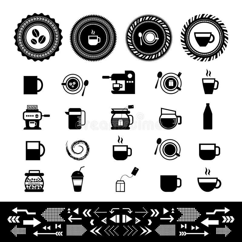 Cup and coffee icon set stock vector. Illustration of grinder - 51196858