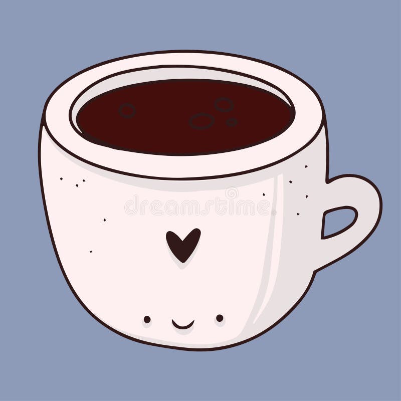 A Cup of Coffee. an Illustration in a Cute Style. Delicious Black ...
