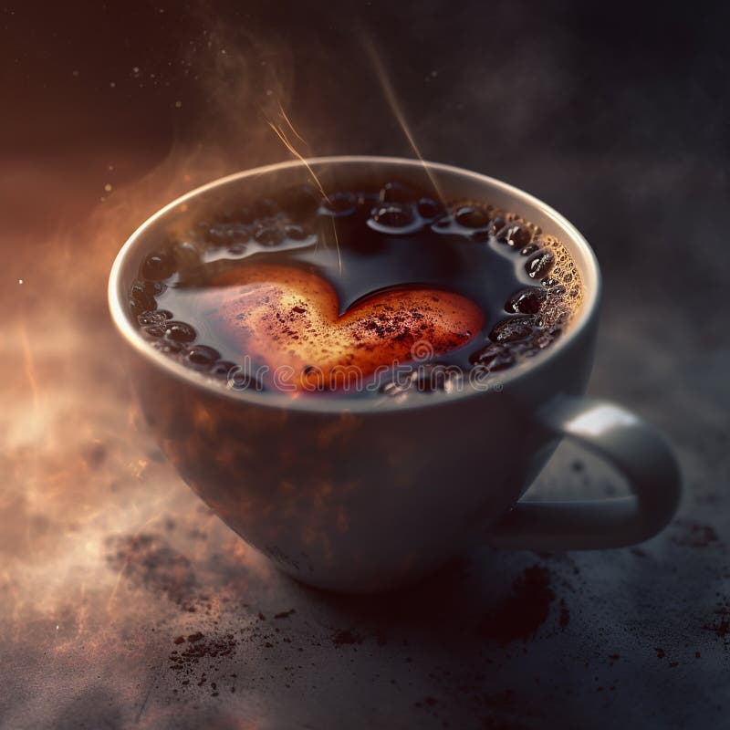 Cup of Coffee Isolated with Heart Inside of Cup. Stock Illustration ...