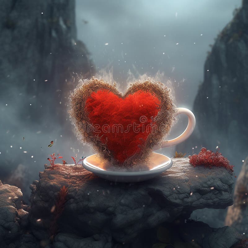 Cup of Coffee Isolated with Heart Inside of Cup. Stock Illustration ...