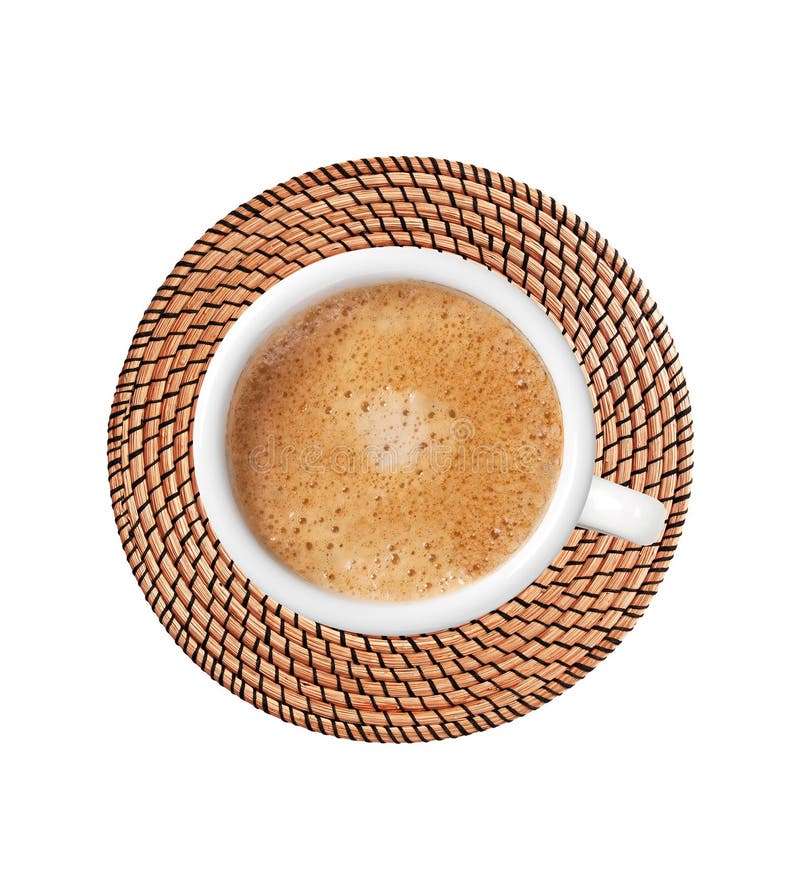 Red Cup of Coffee on Plate Isolated on White Stock Photo - Image of ...