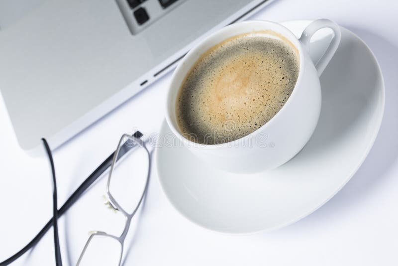 Cup of Coffee with a Keyboard Stock Image - Image of communication ...