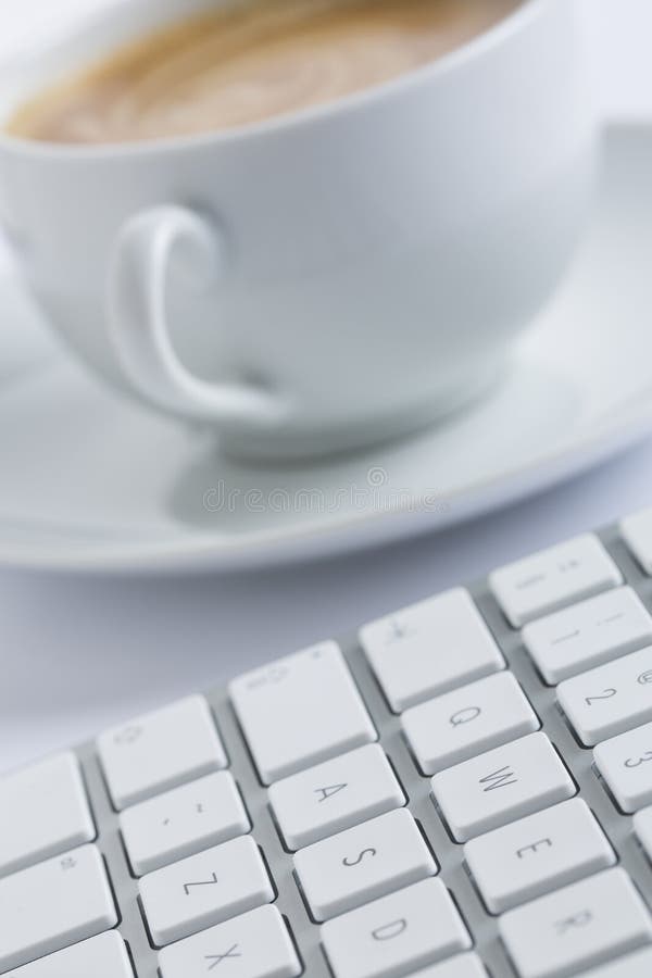 Cup of Coffee with a Keyboard Stock Image - Image of glasses, frame ...