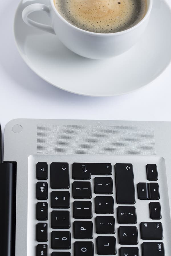 Cup of Coffee with a Keyboard Stock Photo - Image of mobile, drink ...