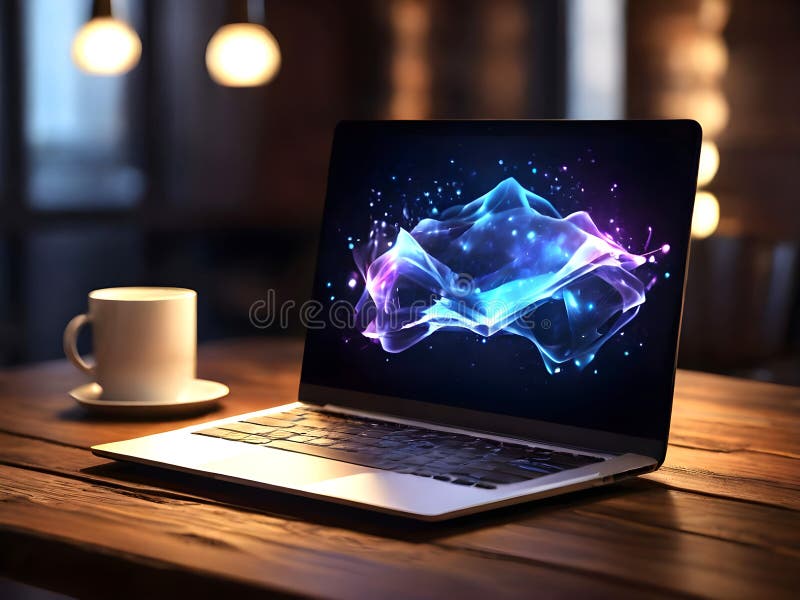 Cup of Coffee on Laptop Computer Ai Generated Stock Illustration ...