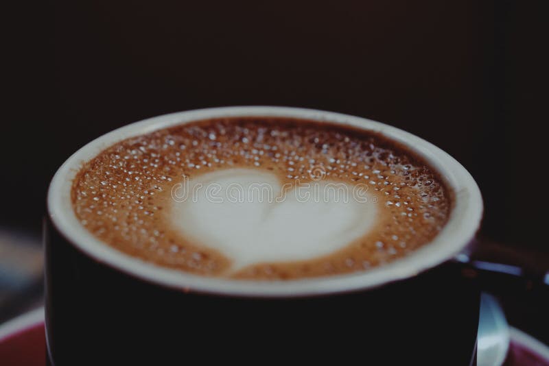 Cup of Coffee Latte with Heart Design Stock Image - Image of cafe ...