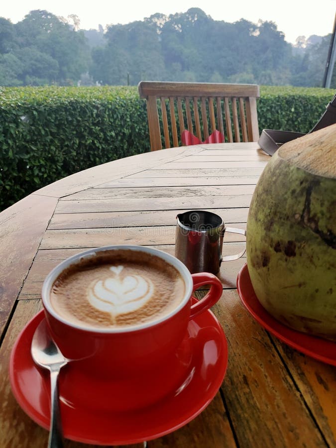 A Cup of Coffee Latte To Start the Day Stock Image - Image of tableware ...