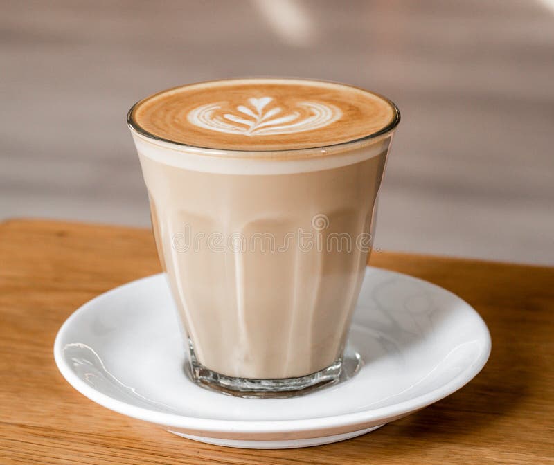 A Cup of Coffee Latte Top View with Leaf Shape Foam Stock Photo - Image ...