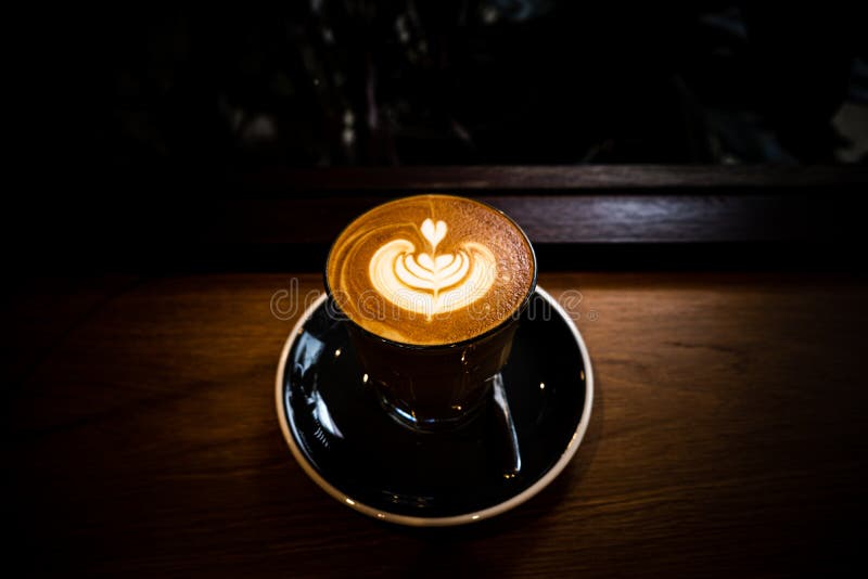 Coffee Latte Top View with Microfoam Milk Stock Photo - Image of ...