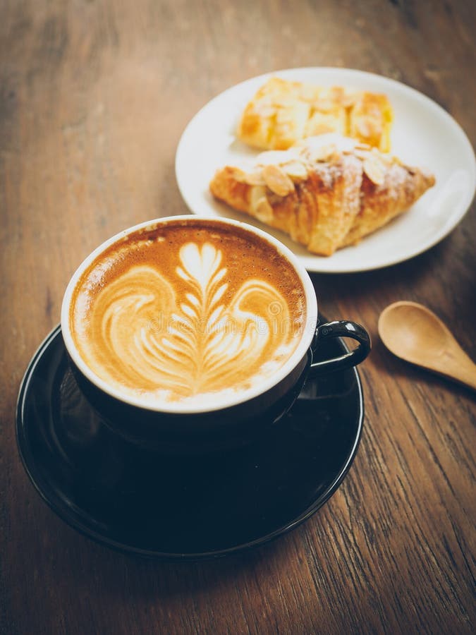 Cup of Coffee Latte on the Wood Texturel Stock Image - Image of wood ...