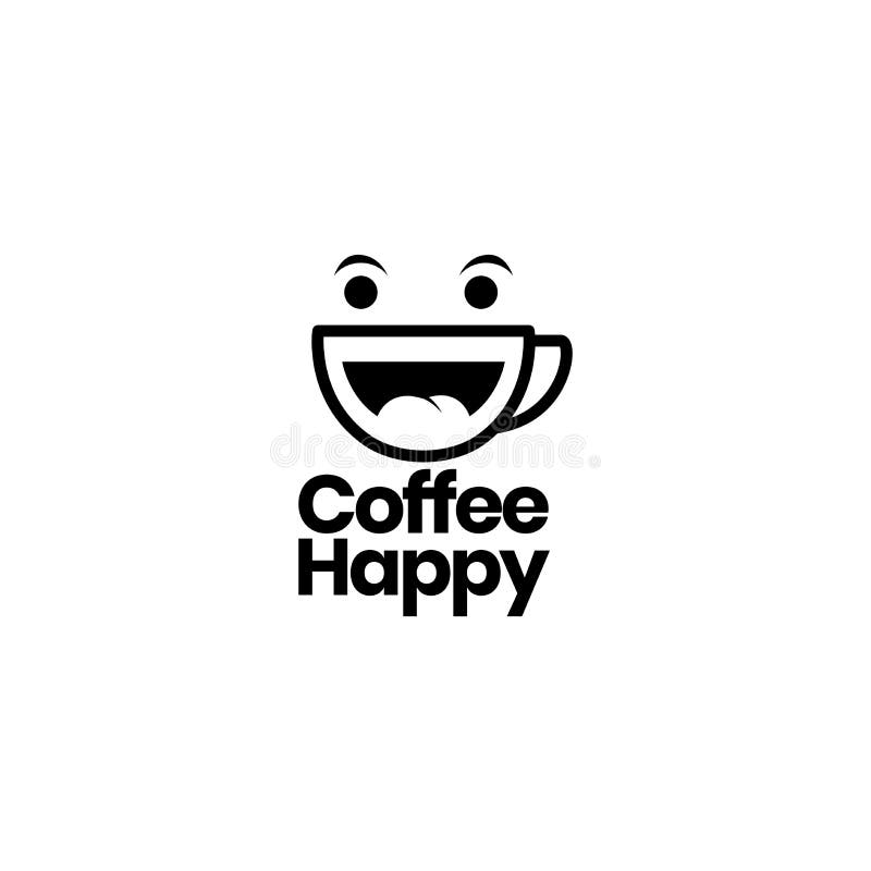 Cup Coffee with Laugh Face Logo Design Stock Vector - Illustration of ...