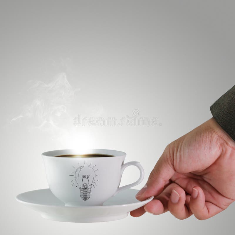 A Cup of Coffee with Light Bulb Stock Photo - Image of doodle ...
