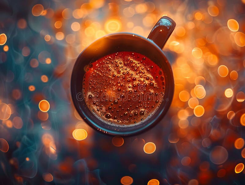 A Cup of Coffee with Lights in the Background Stock Photo - Image of ...