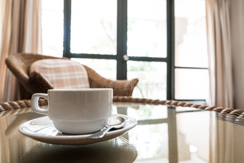 A Cup of Coffee in Living Room. Stock Image - Image of sofa, elegant ...
