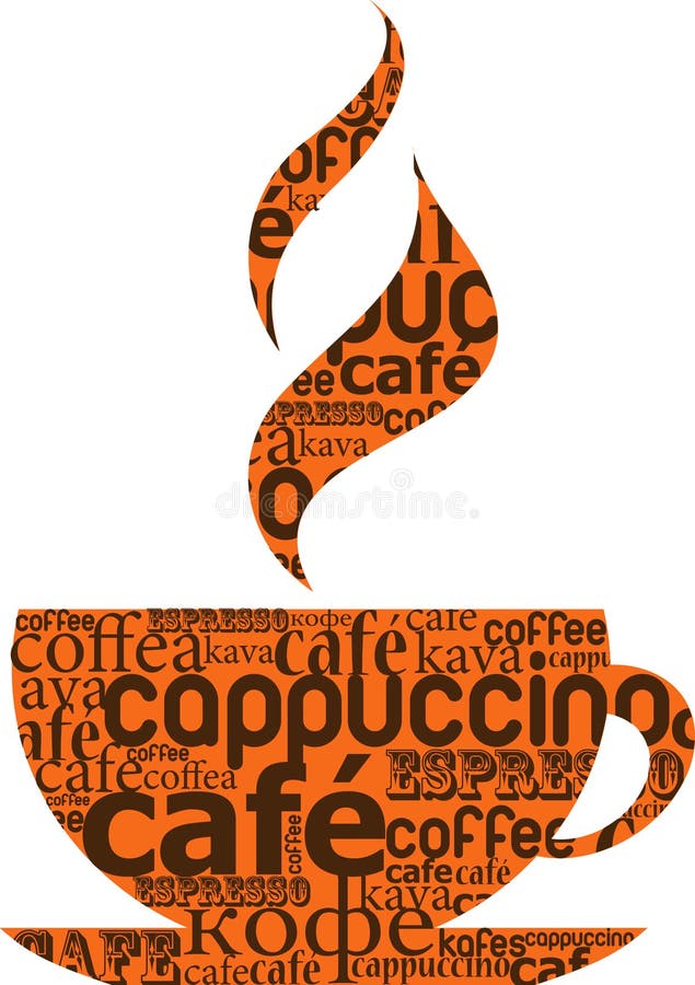 Cup of Coffee Made from Typography Stock Vector - Illustration of clip ...