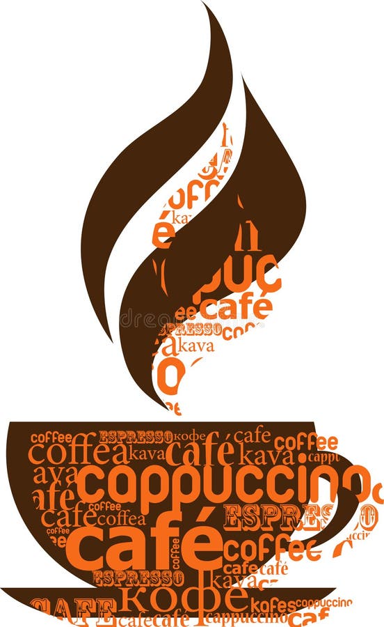 Cup of Coffee Made from Typography Stock Vector - Illustration of clip ...