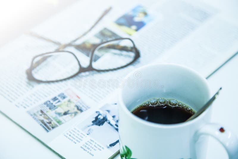 Cup of Coffee, Magazine and Glasses Stock Photo - Image of relaxation ...