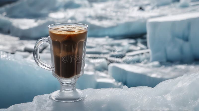 A Cup of Coffee Mixed with Milk in the Ice in Spring Stock Illustration ...