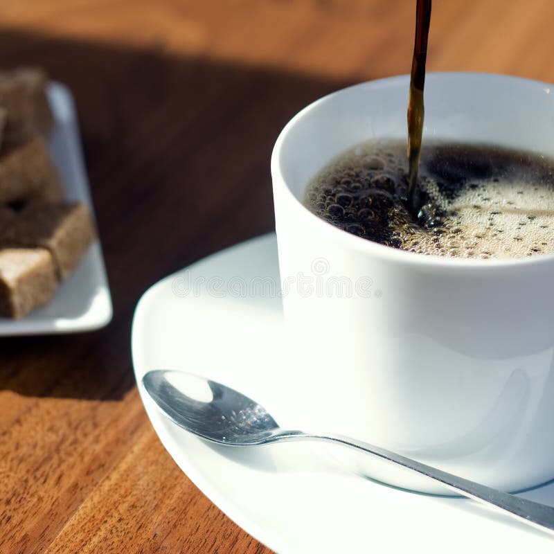 Cup Of Coffee In The Morning Stock Photo - Image of bubbles, aroma ...