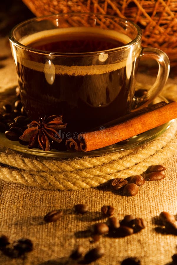 Cup of Coffee in Natural Candle Light Stock Image - Image of cinnamon ...