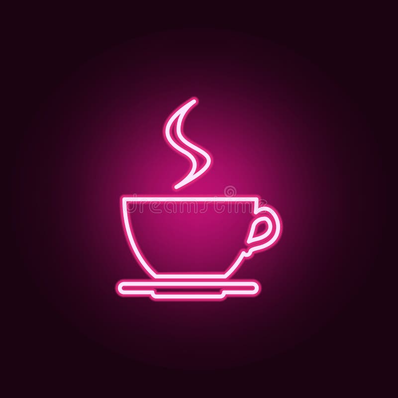 Cup of Coffee Neon Icon. Elements of Fast Food Set Stock Illustration ...