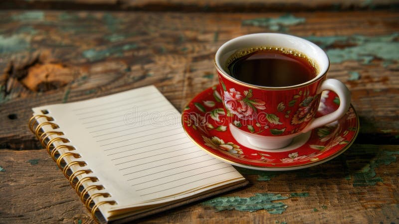 A Cup of Coffee beside a Notepad, Ready for Inspiration, Ai Generated ...